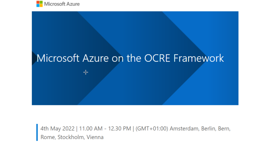 Webinar: Microsoft Azure on the OCRE Framework | GÉANT CONNECT Online