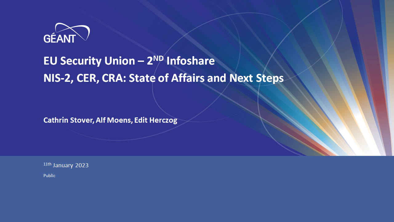 EU Security Union – 2nd Infoshare | GÉANT CONNECT Online